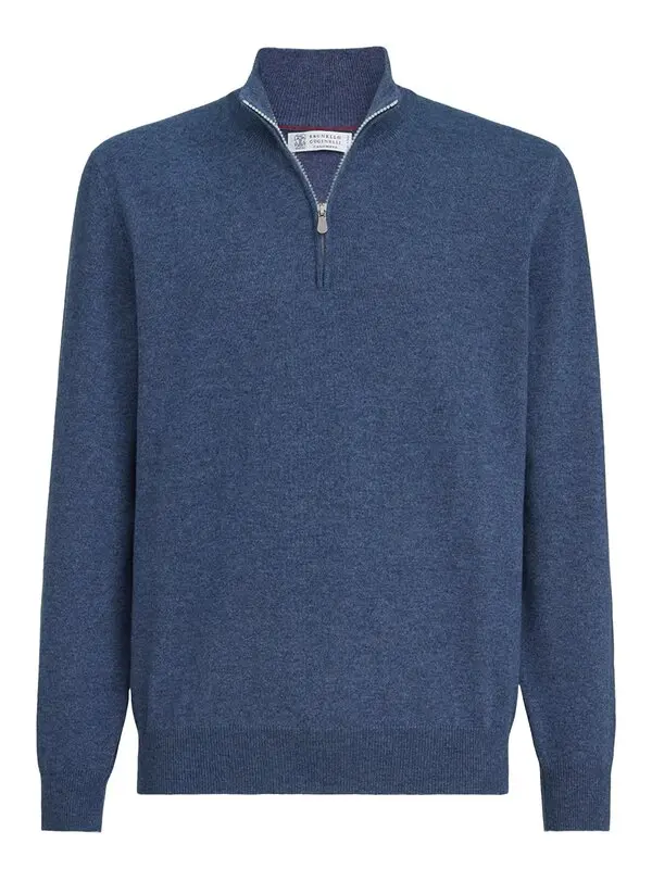 Brunello Cucinelli Cashmere Half-zip Sweater - Blue