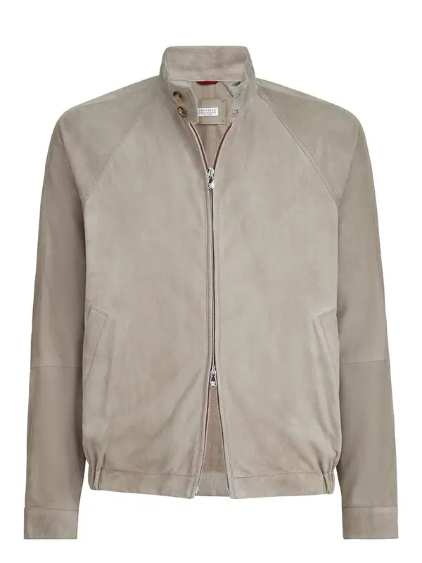 Brunello Cucinelli Suede Zip Jacket - Brown