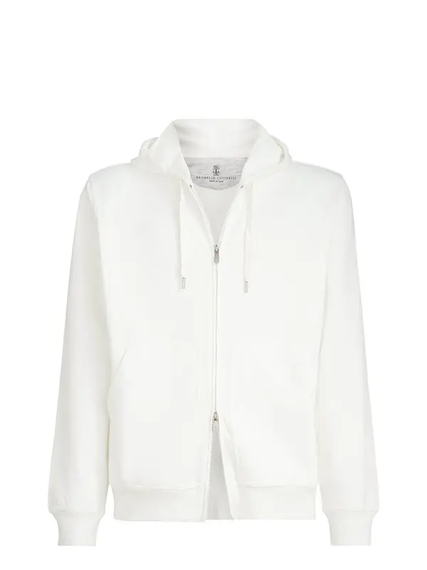 Brunello Cucinelli Cotton-blend Zip-up Hoodie - White