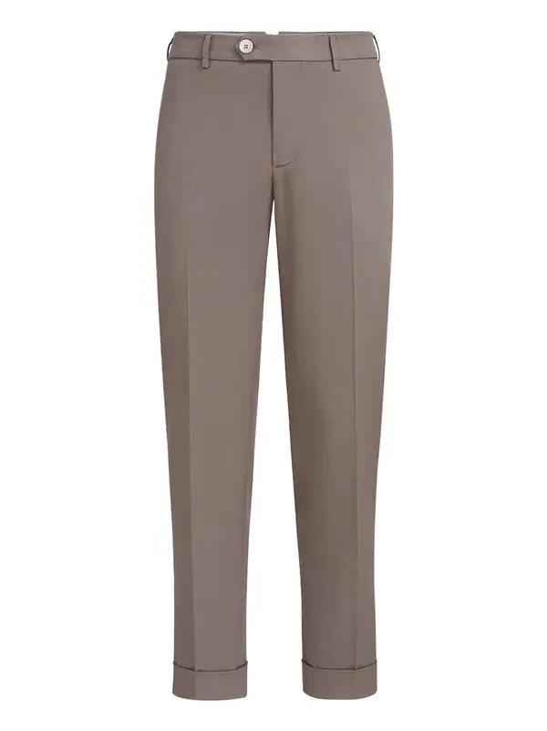 Brunello Cucinelli Stretch-cotton Comfort Gabardine Italian Trousers - Brown