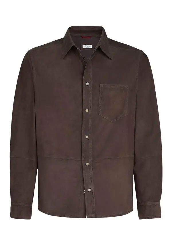 Brunello Cucinelli Suede Shirt - Brown