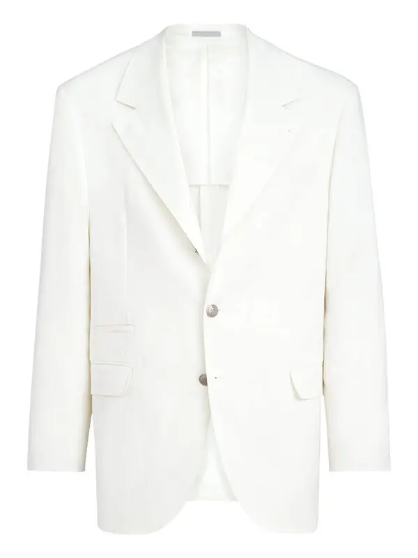 Brunello Cucinelli Linen-wool Single-breasted Blazer - White