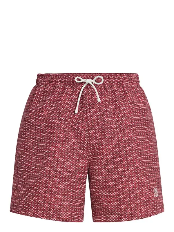 Brunello Cucinelli Embroidered Swim Shorts - Red