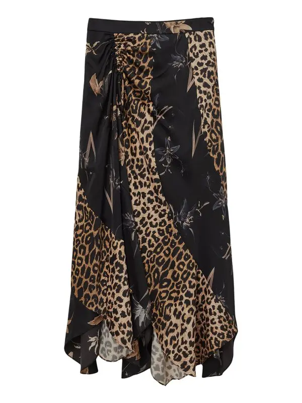 ALLSAINTS Arleen Printed Midi Skirt - Black