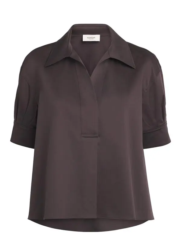 Agnona Stretch-cotton Polo Top - Brown