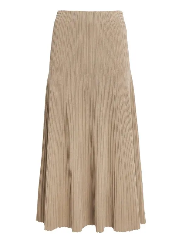 Agnona Cotton-silk Ribbed Midi Skirt - Brown