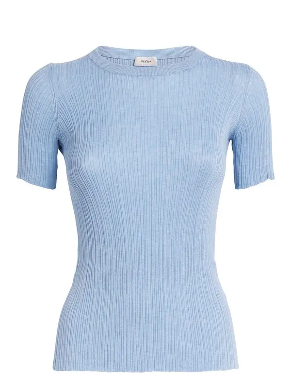 Agnona Cotton-silk Ribbed Top - Blue