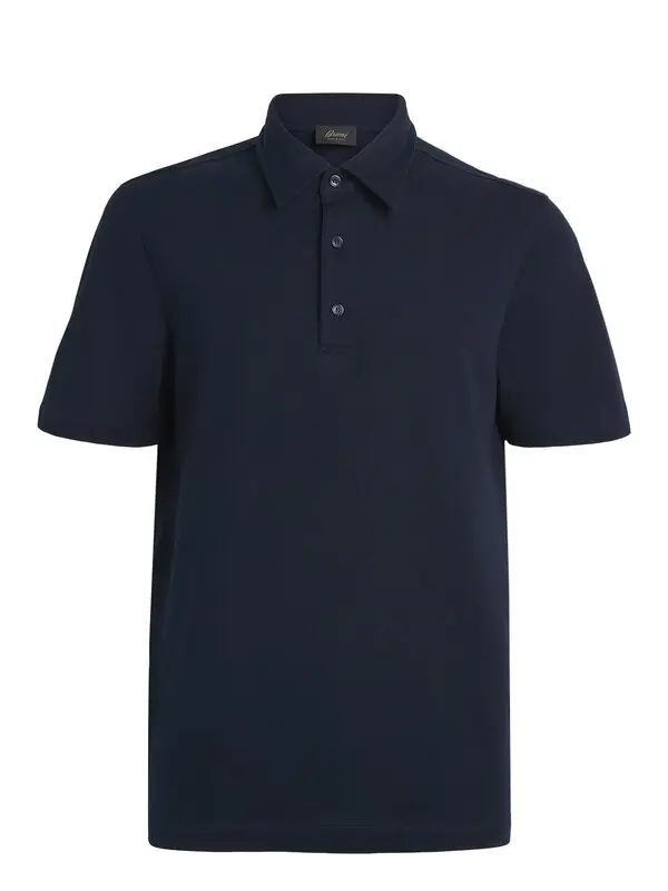 Brioni Cotton-silk Polo Shirt - Blue