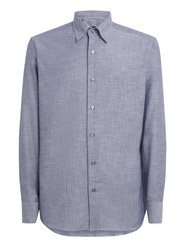 Brioni Cotton Point Collar Shirt - Blue