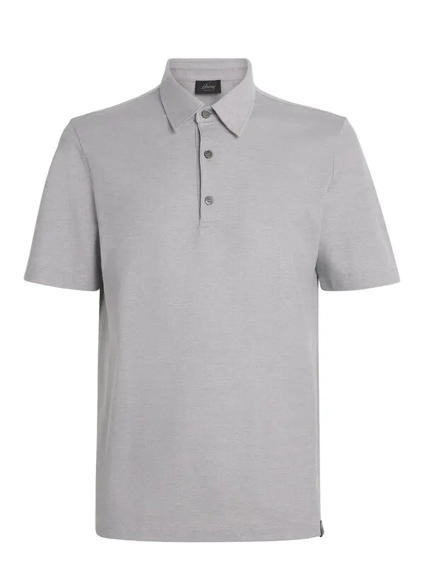 Brioni Cotton Piqué Polo Shirt - Blue