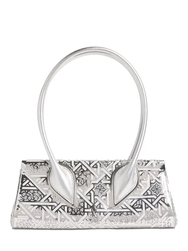 CHRISTIAN LOUBOUTIN Venus Moucharastrass Leather Shoulder Bag - Silver