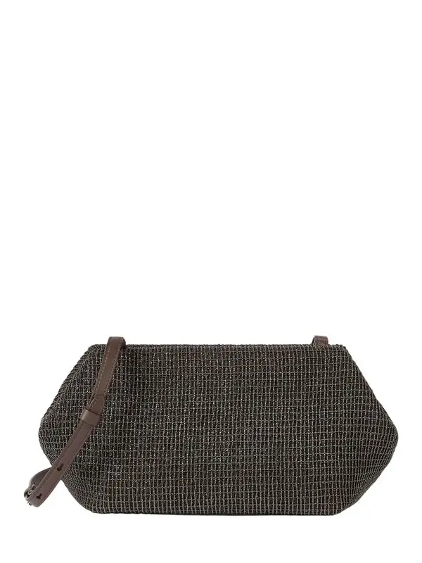 Brunello Cucinelli Leather Beaded Clutch - Black