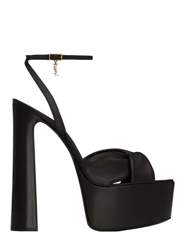 Saint Laurent Leather Franciane Platform Sandals 105 - Brown