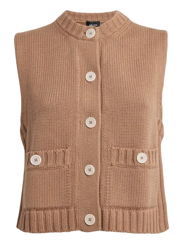 ME+EM Organic Cotton Buttoned Vest - Brown