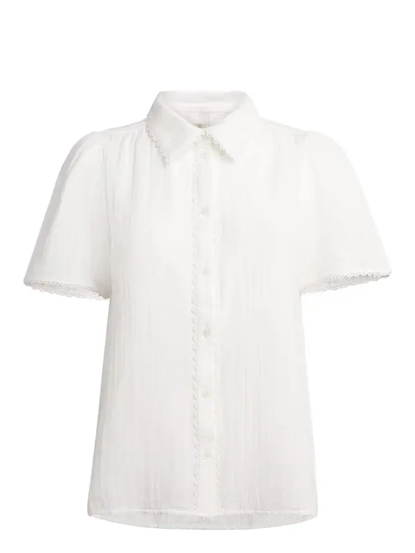 ME+EM Cotton Cheesecloth Blouse - White