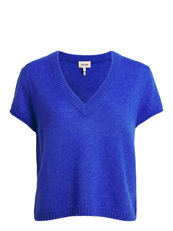 ME+EM Merino Wool-cashmere-silk V-neck Sweater - Blue