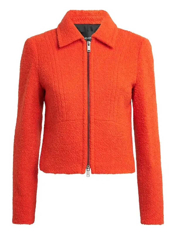 ME+EM Wool-blend Bouclé Cropped Jacket - Orange