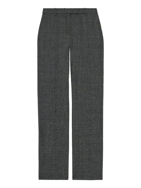Alexander McQueen Wool Check Straight Trousers - Black