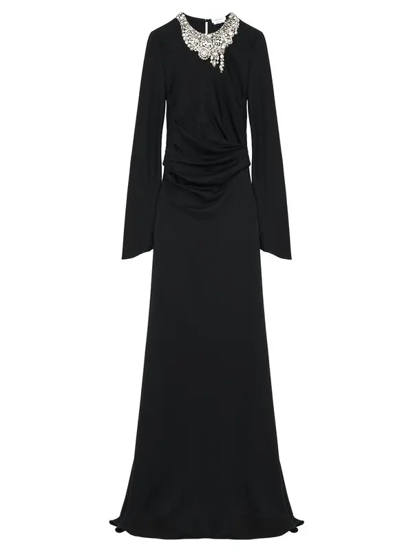 Alexander McQueen Embellished Draped Maxi Dress - Black