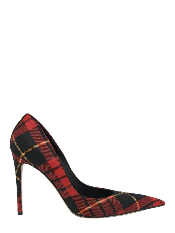 Alexander McQueen Cotton Tartan Skull Pumps - Burgundy