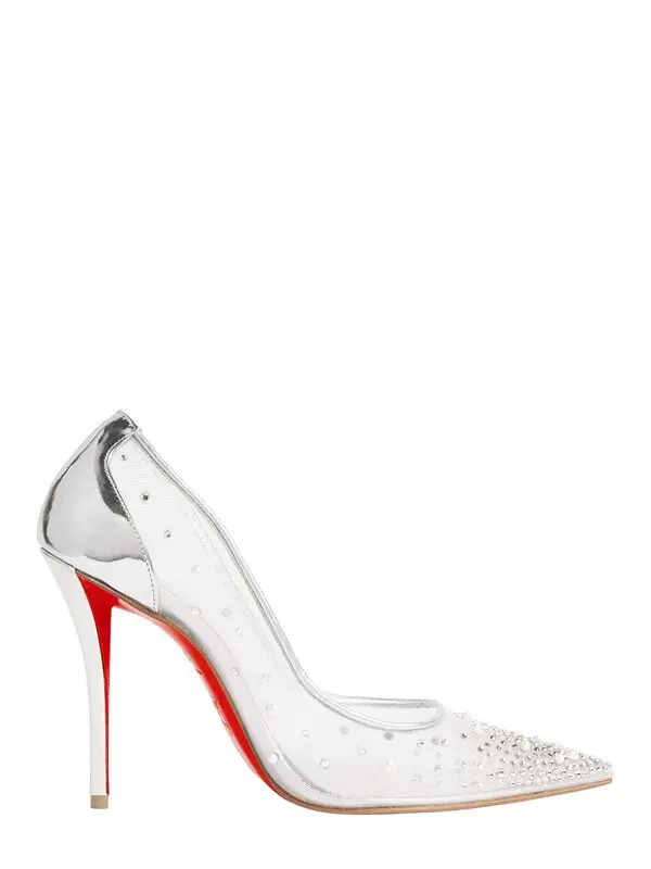 CHRISTIAN LOUBOUTIN Miss Z Degrastrass Perla Leather Pumps 100 - Silver