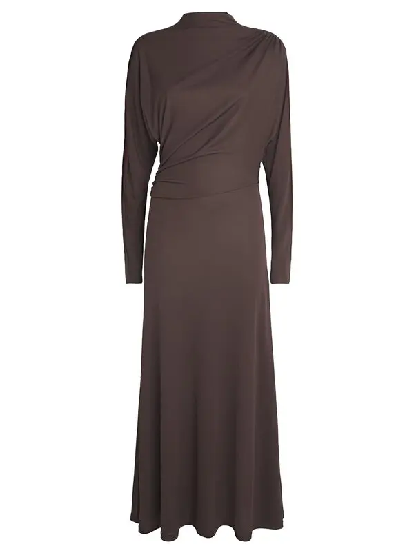 RETORI Jersey Draped Maxi Dress - Brown