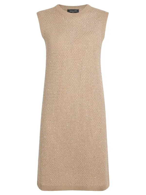 Fabiana Filippi Knitted Sleeveless Mini Dress - Beige