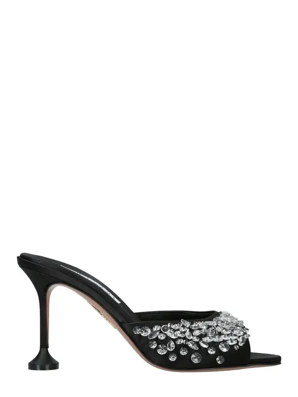 AQUAZZURA Embellished Bisous Mules - Black