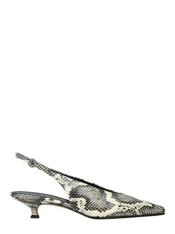 AeydĒ Snakeskin Camila Slingback Pumps - Ivory