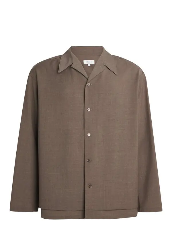 LE17SEPTEMBRE Camp Collar Oversized Shirt - Brown