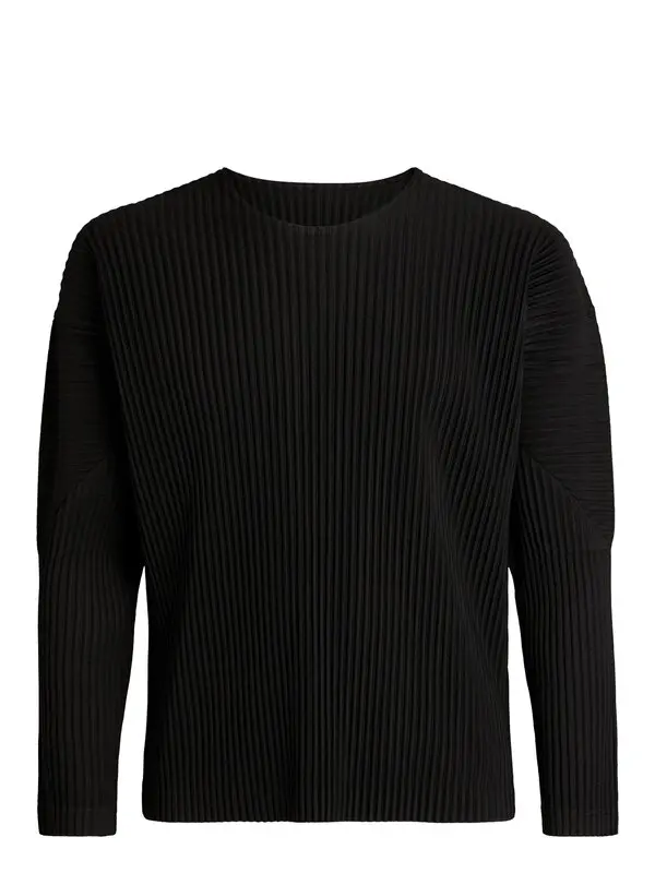 Issey Miyake Pleated Long-sleeved Top - Black