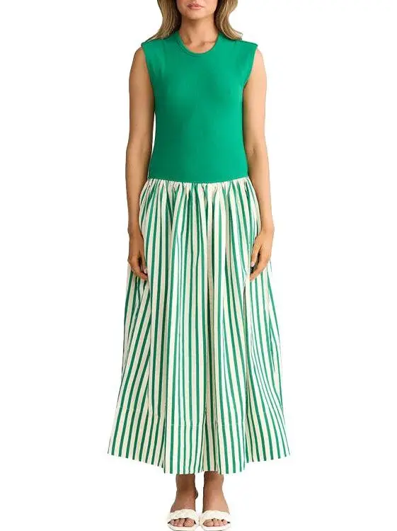 BRAVE+TRUE Daphne Sleeveless Maxi Dress - Jade Stripe