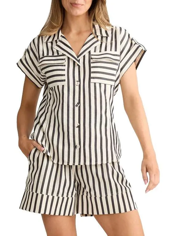 BRAVE+TRUE Portia Stripe Button-up Shirt - Black Stripe