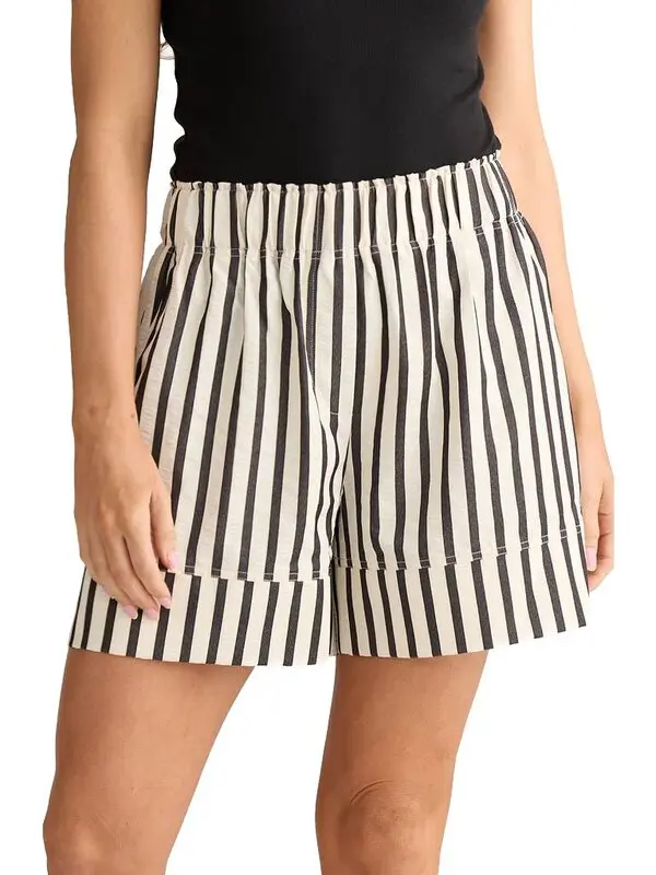 BRAVE+TRUE Esplande Striped Pull-on Shorts - Black Stripe