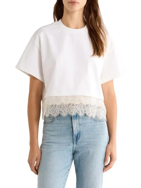 Staud Grier Lace Trim Top - Ivory
