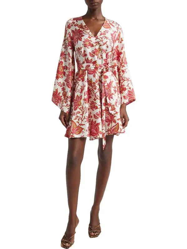 Etro Floral Print Long Sleeve Silk Dress - Print On White Base