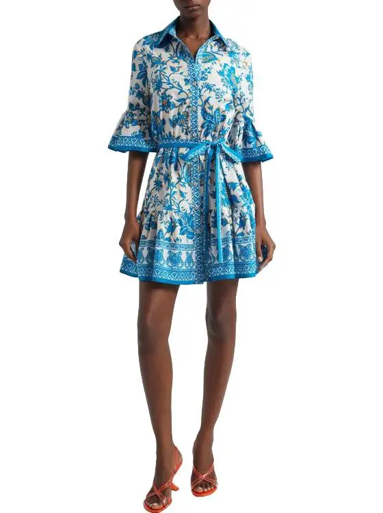 Etro Floral Print Cotton Shirt Dress - Print On White Base