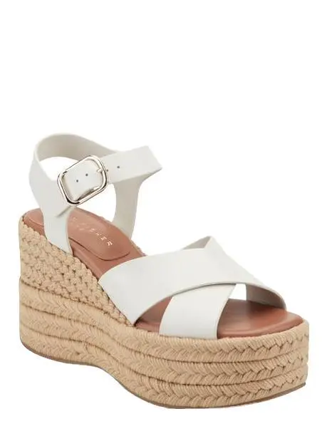 Marc Fisher Pasion Espadrille Platform Wedge Sandal - Ivory