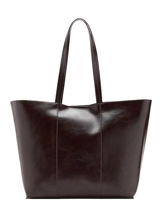 Mango Leather Shopper - Chocolate