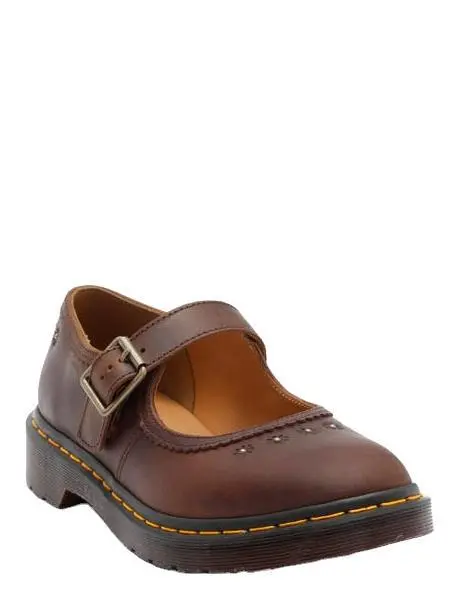 Dr. Martens Flower Mary Jane Flat - Dark Brown