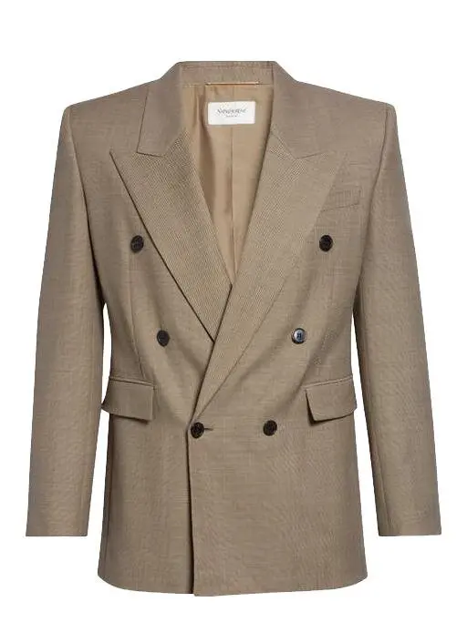 Saint Laurent Double-breasted Wool Jacket - Taupe Beige