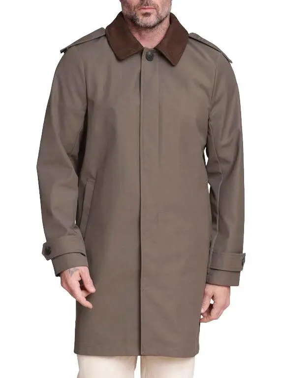 Bagatelle Corduroy Collar Mac Coat With Detachable Hood - Olive
