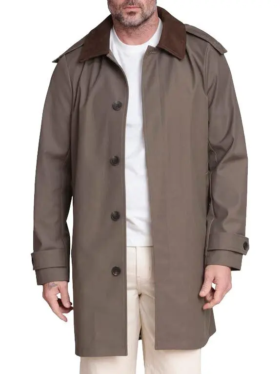 Bagatelle Corduroy Collar Mac Coat With Detachable Hood - Olive