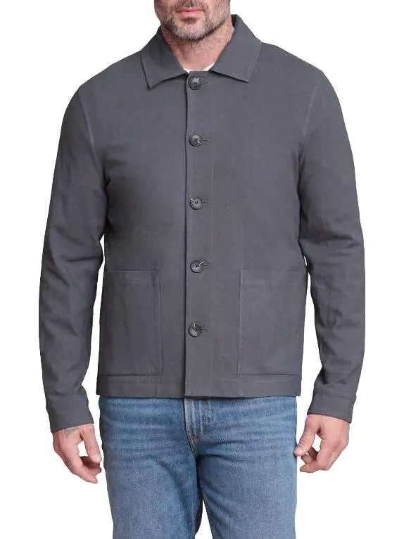 Bagatelle Relaxed Fit Linen & Cotton Work Jacket - Charcoal