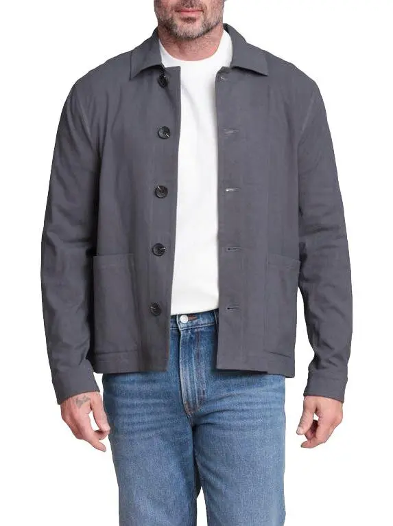 Bagatelle Relaxed Fit Linen & Cotton Work Jacket - Charcoal