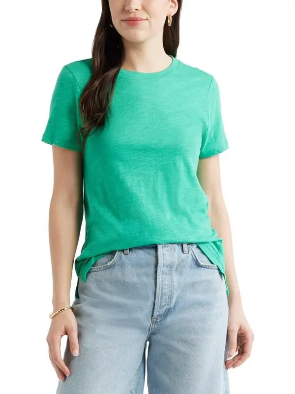 Caslon Cotton Blend Crewneck T-shirt - Green Ease