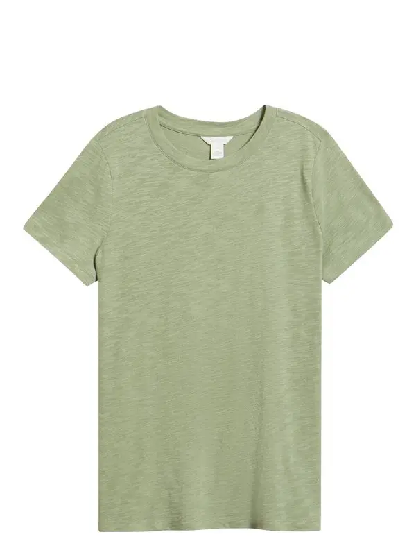 Caslon Cotton Blend Crewneck T-shirt - Olive Acorn