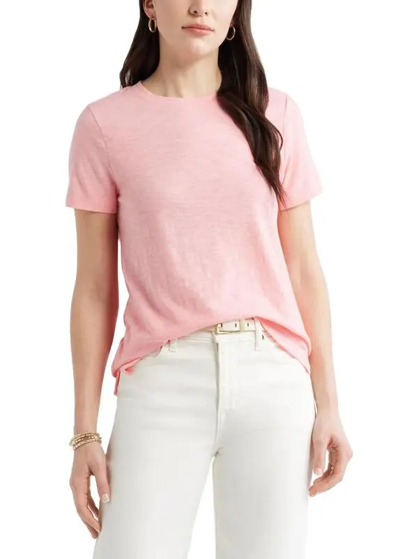 Caslon Cotton Blend Crewneck T-shirt - Pink Dianthus