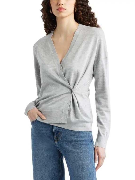 Nordstrom Lightweight Wool-blend Cardigan - Grey Heather