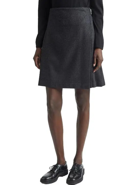 Johnstons Of Elgin X Le Kilt Glen Plaid Wool & Cashmere Kilt - Charcoal/grey Shadow Check